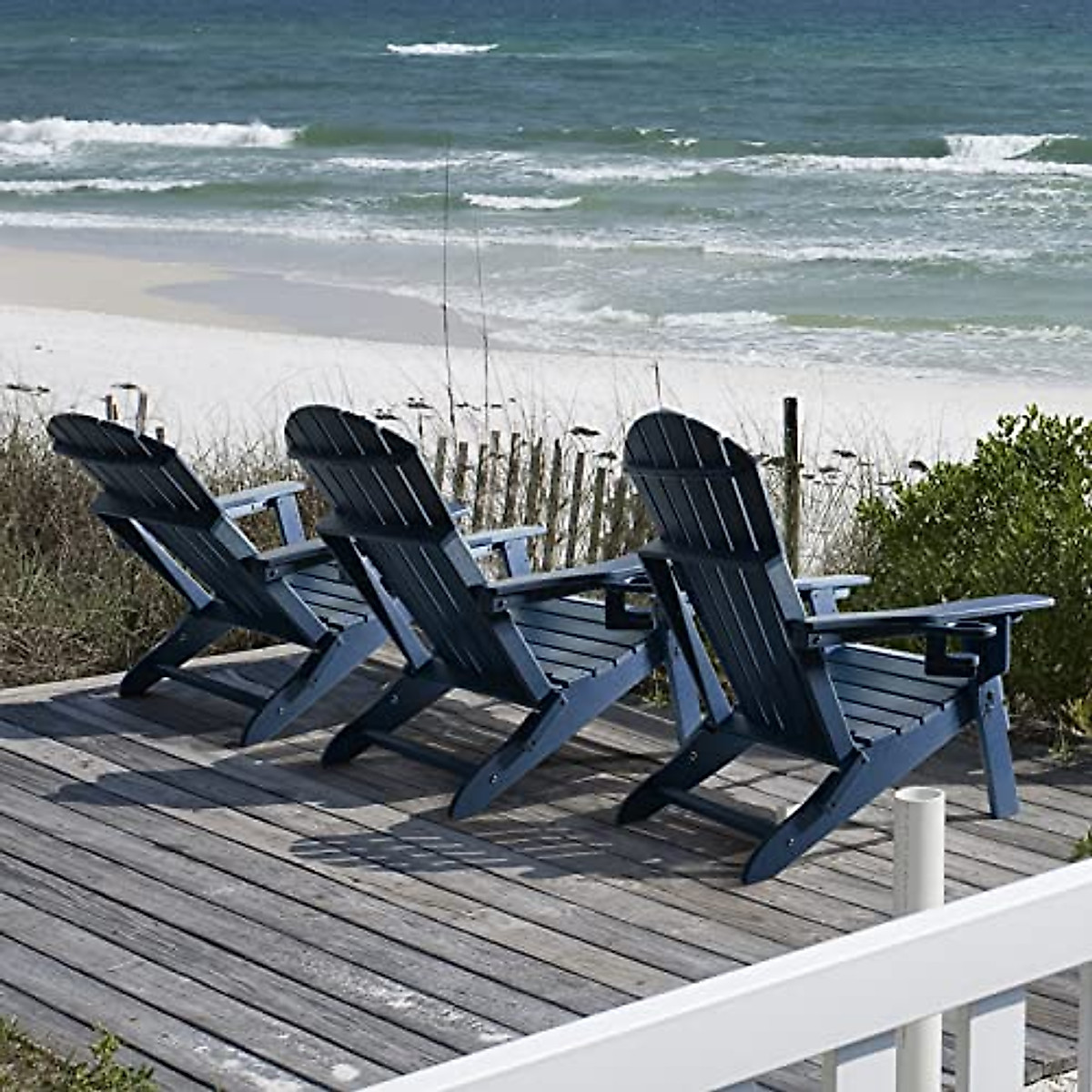 FUNBERRY Plastic Adirondack Chairs,Folding Adirondack Chairs,Adjustable Backrest Adirondack Chair,Fire Pit Chairs,Resin Adirondack Chairs with Cup Holder,Composite Adirondack Chairs