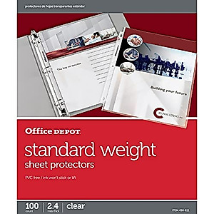 Office Depot Top-Loading Sheet Protectors, Standard Weight, Clear, Box Of 100, OD03035
