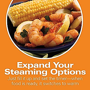 Hamilton Beach Digital Electric Food Steamer & Rice Cooker for Quick, Healthy Cooking for Vegetables and Seafood, Stackable Two-Tier Bowls, 5.5 Quart, Black & Stainless Steel