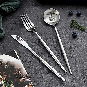 Happy 80th Birthday Spoon&Fork Gifts Engraved Cutlery Set Personalized Birthday Gifts for Son Daughter Sister Brother Friends