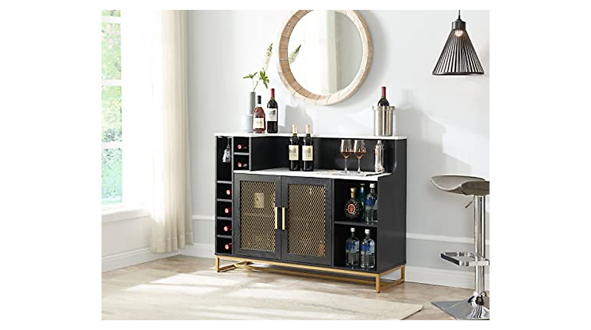 Stylish Home Source Black Accent Bar Cabinet