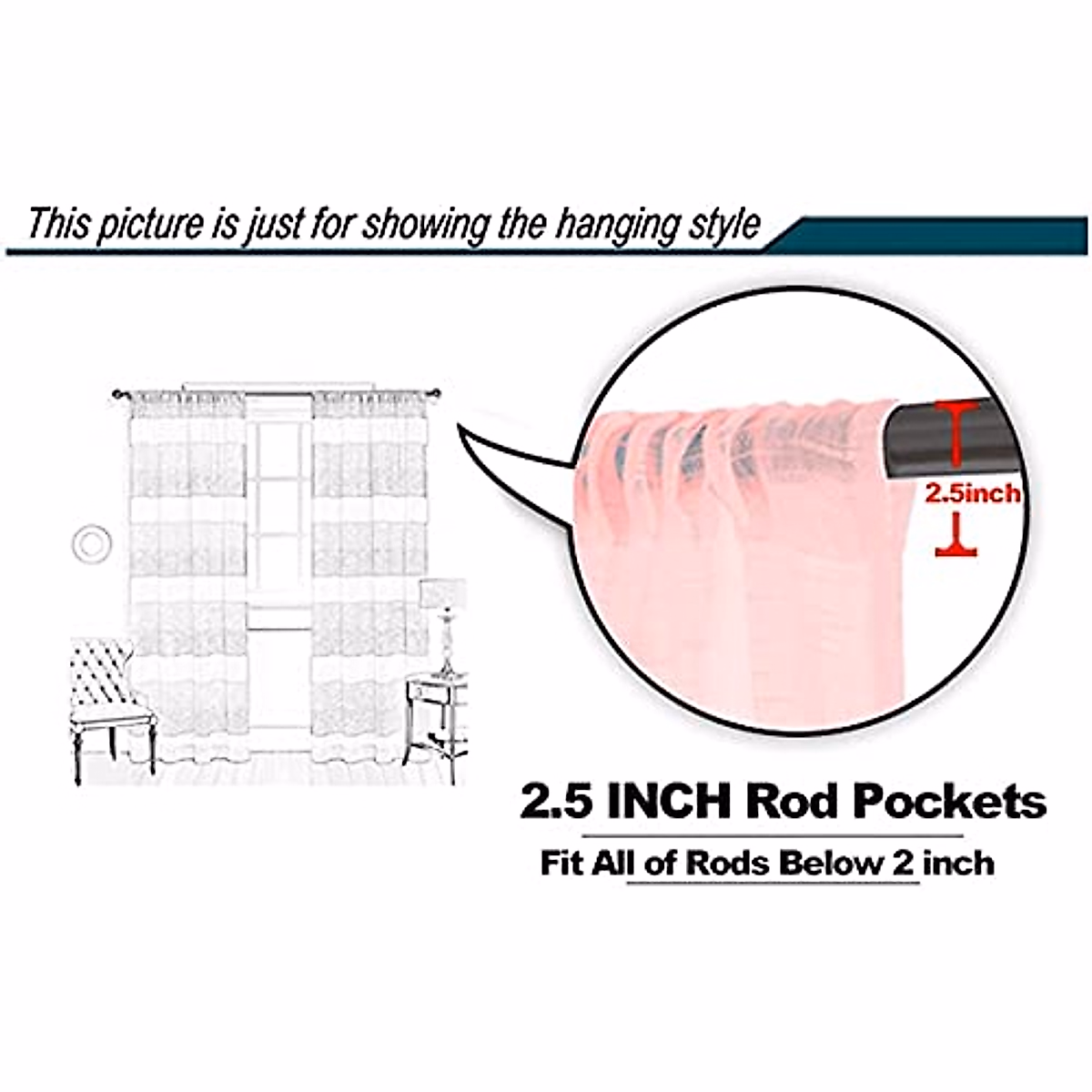 Iuokuby Nordic Sheer Curtains Semi Voile Rod Pocket Style Zig Zag Embroidery High Grade Gauze Drapes for Living Room Bedroom