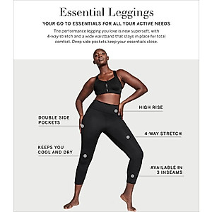 Victoria's Secret Essential High Rise Pocket Women's Performance Leggings, Black, Regular Length, 8