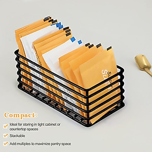 2 Pcs Sugar Packet Basket Sugar Packet Rack Sugar Packet Holder Small Sugar Caddy Iron Sugar Packet Organizer for Coffee Bar Tea Storage, 4.5" x 2.25" x 1.75" (Black)