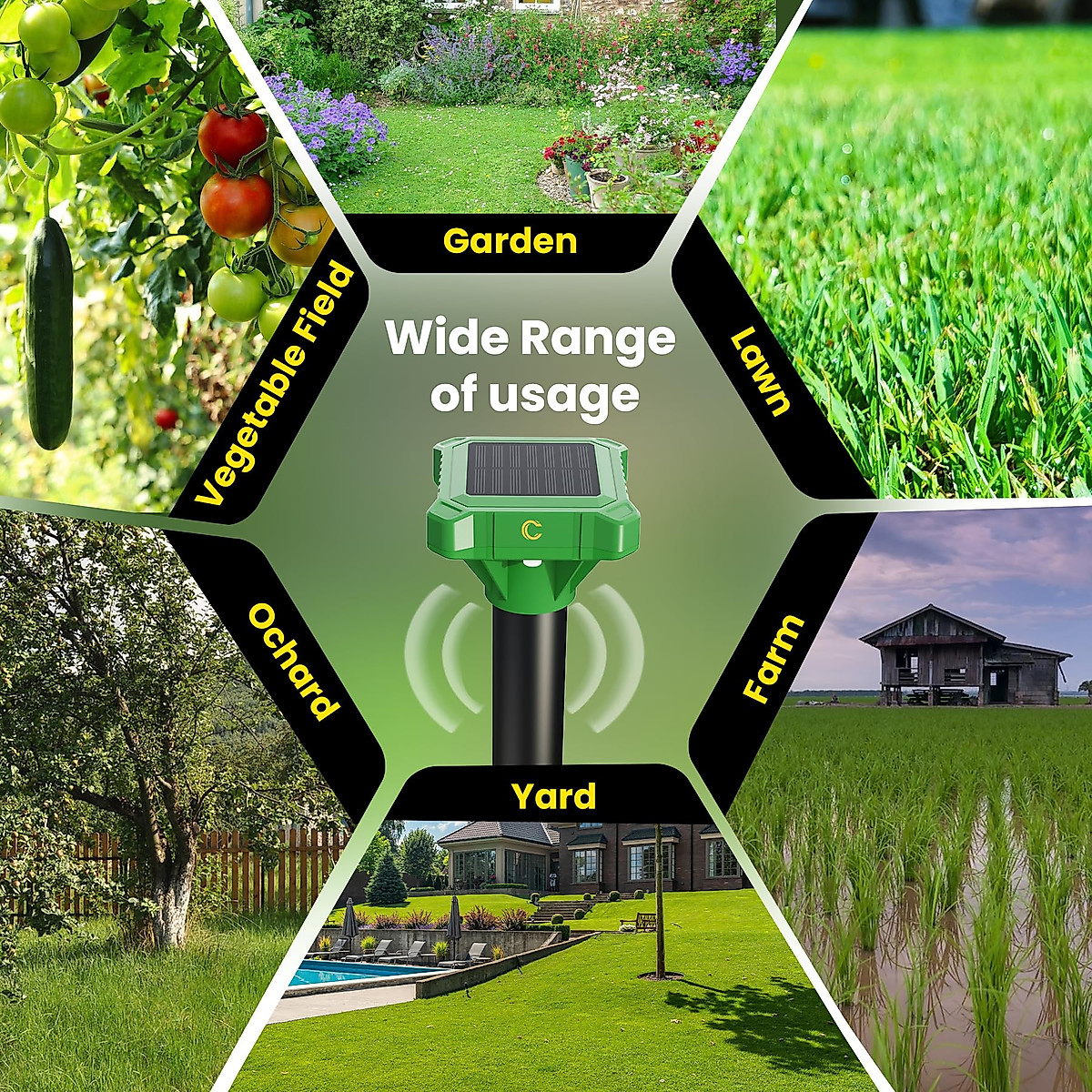 Solar Powered Mole Repellent Gopher Repeller Vole Deterrent for Underground Animals Vibration Stakes Repel Armadillo Groundhog Snake Outdoor Use for Patio Yard Garden Lawn 4 Pack