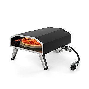 RIEDHOFF 16" Gas Outdoor Pizza Oven, [Automatic Rotating] [Foldable Legs] Portable Pizza Maker, 1000°F 8000W [Quickly Bake] [Stainless Steel] Rotatable Pizza Grill for Outdoor Cooking Camping