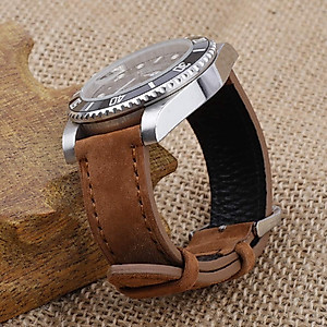 Onthelevel Suede Leather with Black Leather Back Watch Band Strap for Men or Women - 18mm 19mm 20mm 22mm 24mm | Multiple Colors (22mm, A-Tan)