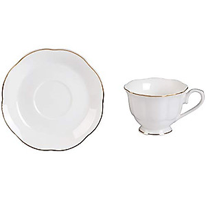 GUANGYANG GY 12 Pieces (Tiny Style) Mini Porcelain Espresso Cups with Saucers - 2.5 Ounces Coffee Cup and Saucer set of 6, 80cc,White