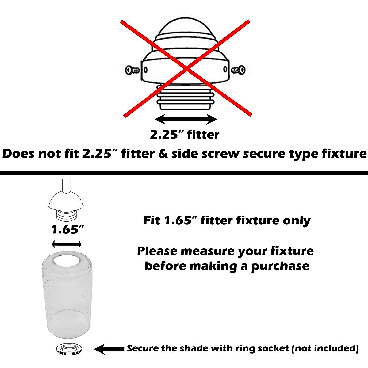 Bubble glass lamp Shade, 3 Packs seeded glass shade replacement Frosted white cylinder for pendant light fixture table lamps chandelier 1" 5/8 fitter