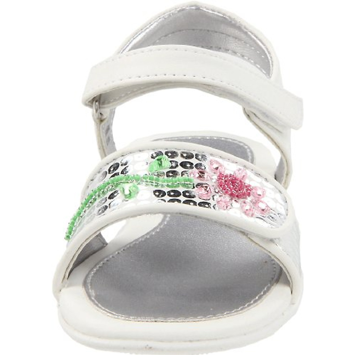 Jumping Jacks Dazzle Ankle-Strap Sandal (Toddler/Little Kid/Big Kid),White/Silver Trim,9 M US Toddler