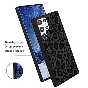 KANGHAR Case Compatible with Galaxy S22 Ultra,Black Leopard Design,Tire Texture Non-Slip +Shockproof Rugged TPU Protective Case for Samsung Galaxy S22 Ultra(2021) Leopard Pattern