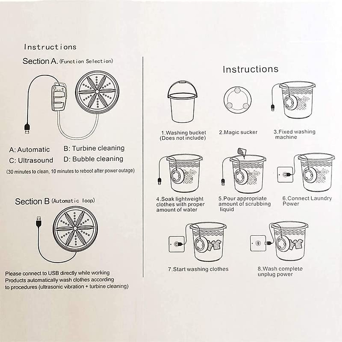 Mini Washing Machine Portable Turbine Washer,Portable Washing Machine with USB and Speed Control for Travel Business Trip or College Rooms (Speed Control Model), White, 1pack