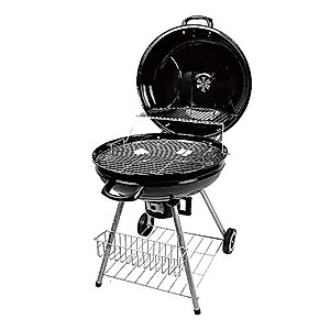ZZX Kettle Charcoal BBQ Grill Trolley, Portable Stainless Steel Barbecue Set 2 Level for Picnic Garden Party Terrace Camping Travel, Black
