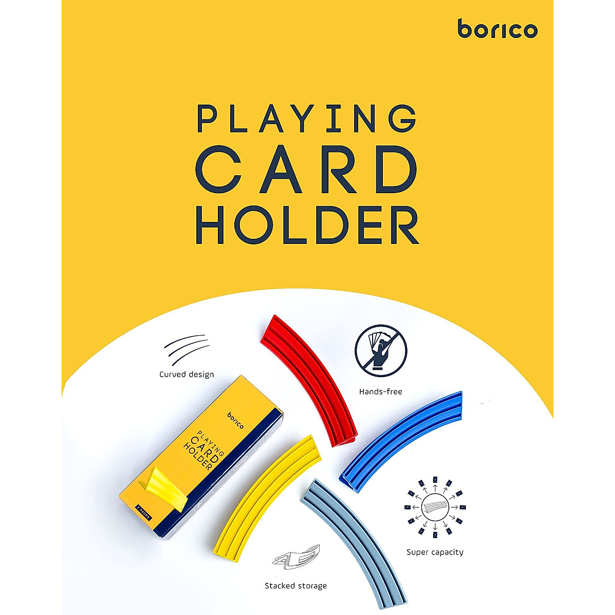 BORICO Card Holders for Playing Cards - 2 Pack Playing Card Holder for Kids and Adults,Stackable Storage Game Card Tray with a Travel Pouch (Blue)