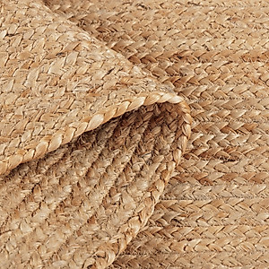 REDEARTH Round Area Rug - Hand Woven Braided 100% Natural Jute - Artisan Made Reversible Boho Jute Rugs for Bedroom - Kitchen - Living Room - Farmhouse - Aesthetic Home Decor (8' Feet - Natural)