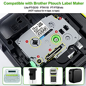 3 Pack Clear Label Maker Tape for Brother TZe-131 12mm 0.47 Laminated Clear Tze131 TZ-131 Black on Clear for P-Touch Label Maker PTD210 D400 D600 PT-1290