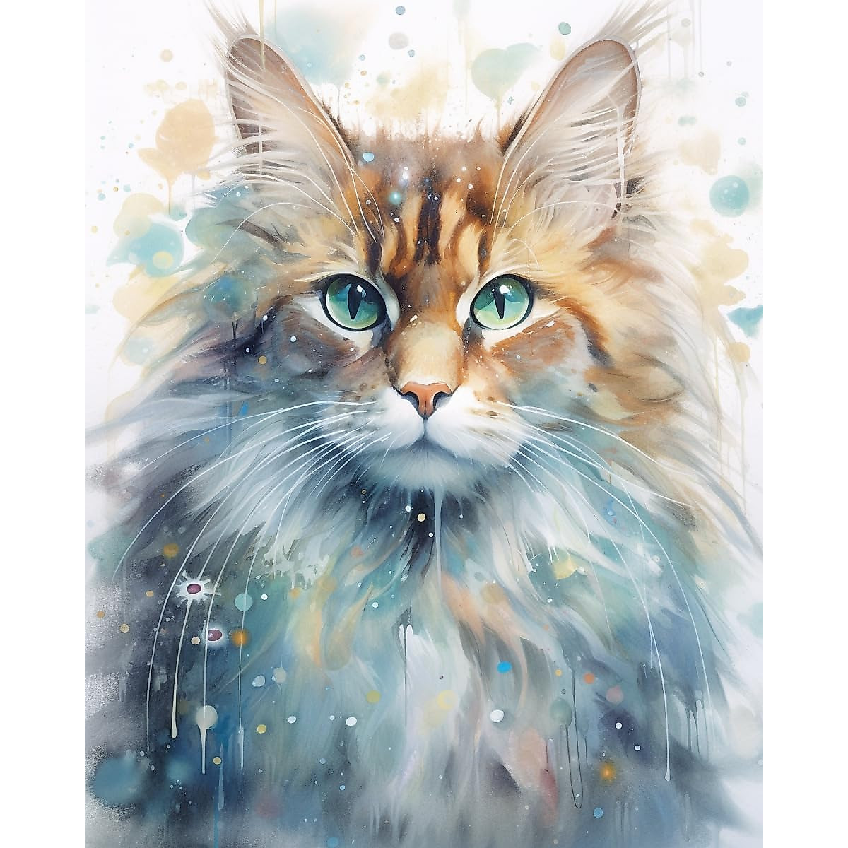 Cross-Stitch Stamped Kits, Good-Natured Cat, DIY Designs Cross-Stitch Easy Supplies Needlework, Needlepoint Embroidery Gift for Home Decor 16x20 inch