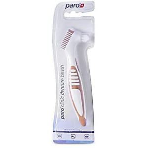Paro Clinic Denture Brush Hard and Soft bristles Combo Perfect Grip Swiss Made. Cleans Your dentures, retainers and Night Guards!
