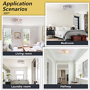 Bargeni Flush Mount Ceiling Light,13-inch Ceiling Light Fixture,3-Light Kitchen Light Fixtures,Rustic Antique White Finish,Farmhouse Light Fixtures for Bedroom,Living Room,Kitchen,Hallway and Foyer