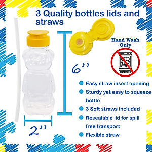 Honey Bear Straw Cups Juice Sippy Special Needs Therapy Bottle Teaching