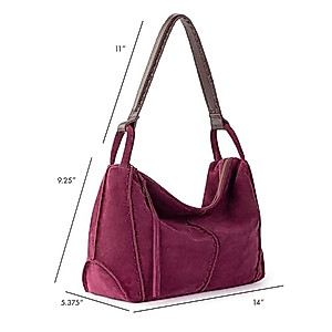 The Sak Los Feliz Hobo in Leather, Lined Shoulder Purse with Single Shoulder Strap, Currant Suede