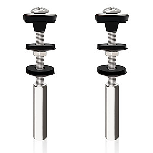 2PCS Universal Toilet Tank to Bowl Bolts Kit, Heavy Duty Toilet Bolts, Bolts for Toilet Tank, Waterproof Stainless and Rubber Washers Gaskets with Extra Long Nut Screw for Fastening(Silver)