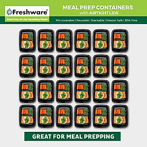 Freshware Meal Prep Containers [50 Pack] 1 Compartment Food Storage Containers with Lids, Bento Box, BPA Free, Stackable, Microwave/Dishwasher/Freezer Safe (16 oz)