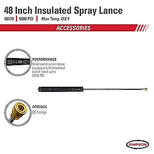 Simpson Cleaning 80179 Universal 48-Inch Insulated Pressure Washer Wand for Hot and Cold Water use up to 5000 PSI