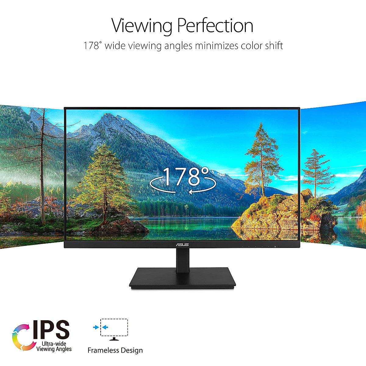 ASUS 23.8”1080P Monitor(VA24DQSB)-Full HD,IPS,75Hz,Speakers Adaptive-Sync Low Blue Light Flicker Free VESA Mountable Frameless, HDMI DisplayPort, VGA, USB hub Height Adjustable, BLACK,12.8"x21.3"x2.1"