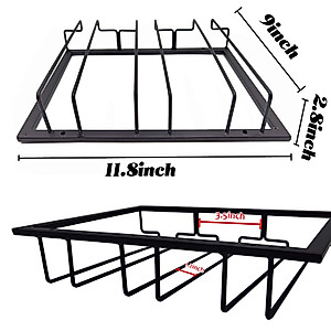 RONYOUNG Wine Glass Holder - Stemware Rack Under Cabinet Metal Wine Glass Holder Glasses Storage Hanger Organizer for Cabinet Kitchen Bar (3 Rows,Black)