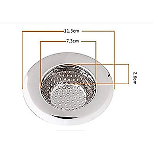 Woogor 2 Pcs Kitchen Sink Strainer Heavy Duty Stainless Steel Strainer Kitchen Drain Basin Basket Filter Stopper Drainer Sink Jali