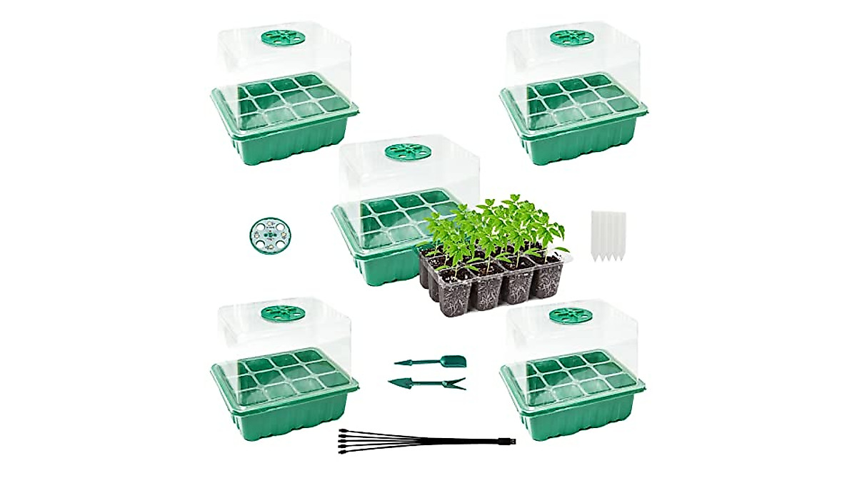 KENNEDICH Seed Starter Tray, 5 Pack Seeding Starter Growing Kit with ...