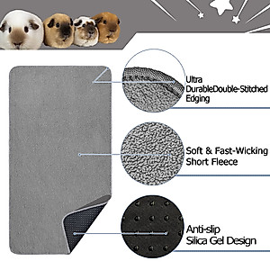 GINIDEAR Guinea Pig Cage Liner, 2 Pack - Washable, Reusable, Leakproof Fleece Bedding Pads for Small Animals with Anti-Slip Bottom - for Midwest Cage/24''X36'' Area, Gray
