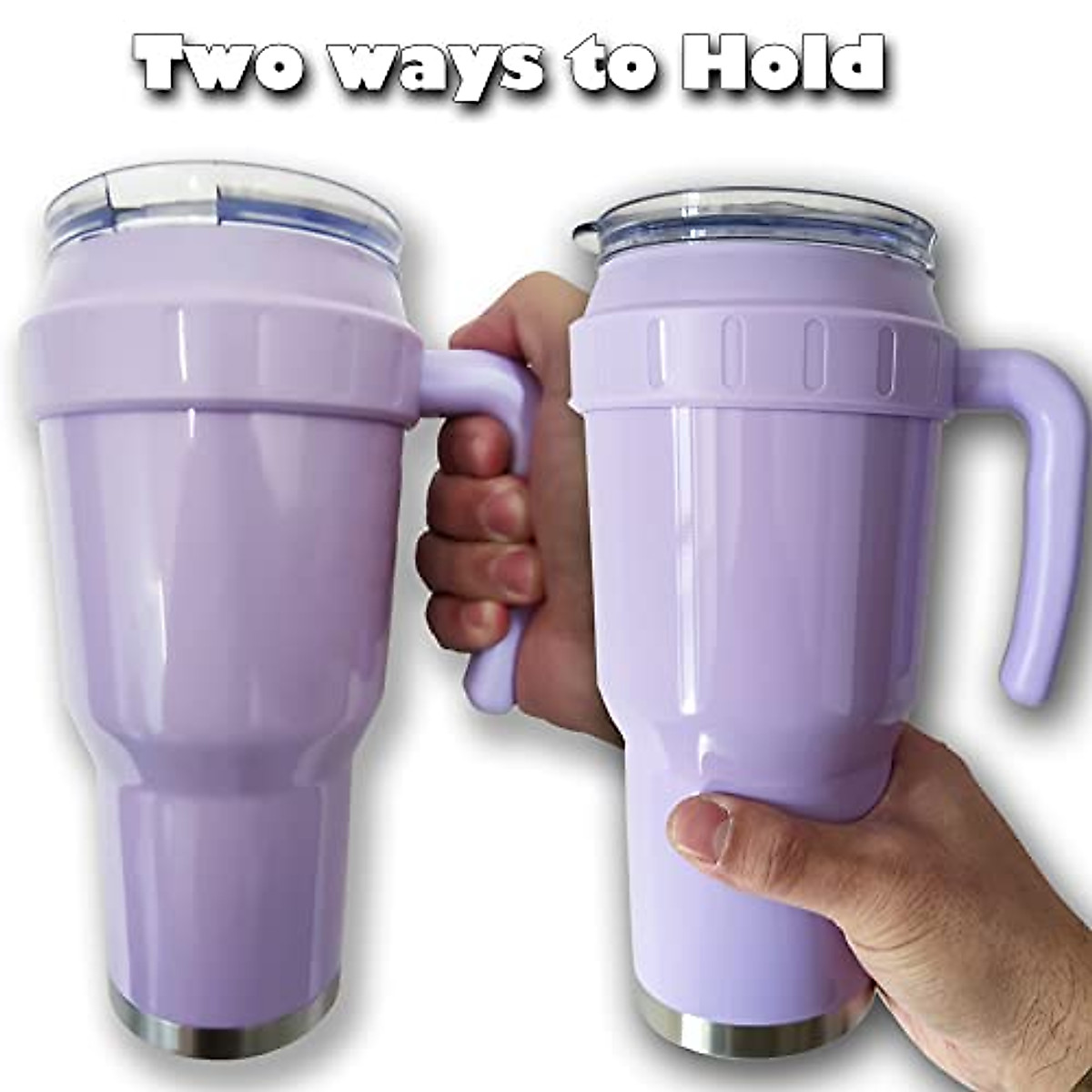 BAYINTNAL Enlarged 40oz Tumbler with Handle & Clear Slide Lid Sweat Proof Keep Cold Up to 12 Hours Vacuum Insulated Stainless Steel Travel Coffee Mug Dishwasher Safe, BPA Free (40 oz, Violet)