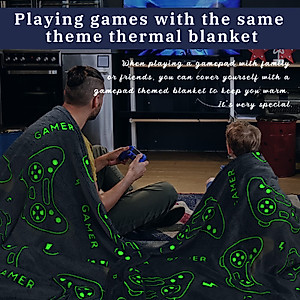 Glow in The Dark Blanket Game Controller Throw Blanket, Toys for Kids Boyfriend, Boys Teen Soft Cozy Gaming Blanket Gamer Gifts Game Decor Blankets for Home Bedroom 50"x60"