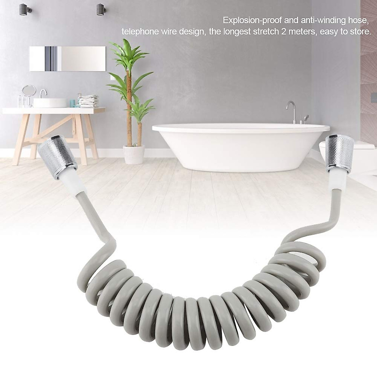 ANGGREK Long Shower Hose ABS Spring Flexible Shower Hose for Water Plumbing Toilet Bidet Sprayer Bathroom (Grey)