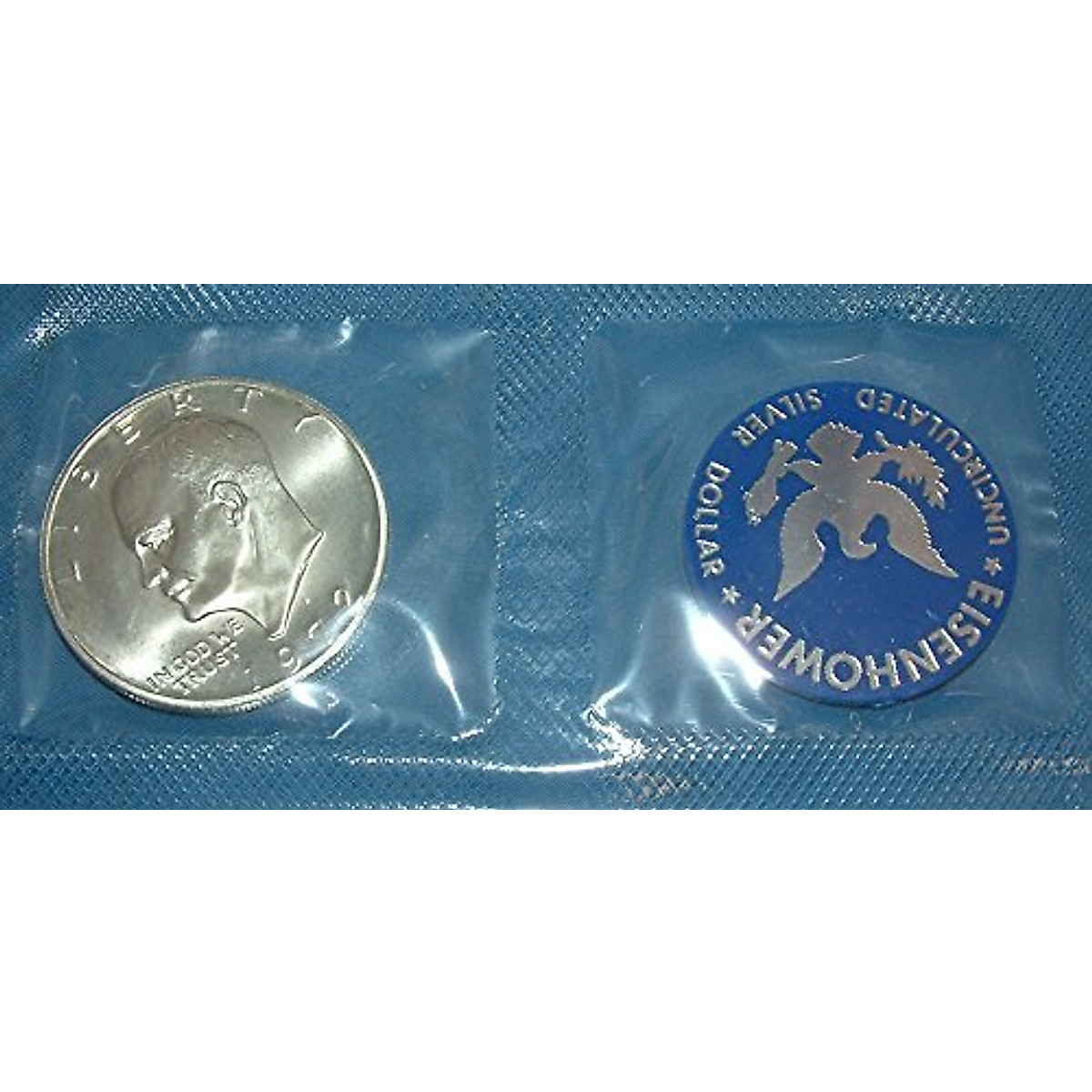 1972 S -S Uncirculated Eisenhower"Blue Pack" Silver Dollar with Original Packaging $1 Brilliant Uncirculated US Mint