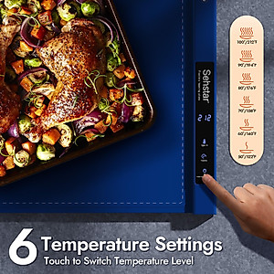 Electric Warming Tray Rollable&Portable Full Surface Heating Premium Silicone Health BPA Material for Adults&Kids 6 Temperature Settings Timer Child Lock Versatile Food Warming Mat for Gathering