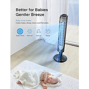 Pelonis 36-Inch Tower Fan for Bedroom – Oscillating Tower Fan with Remote Control – Indoor Quiet Fan with 3 Speeds, 4 Modes and 15-Hour Timer – ETL Certified