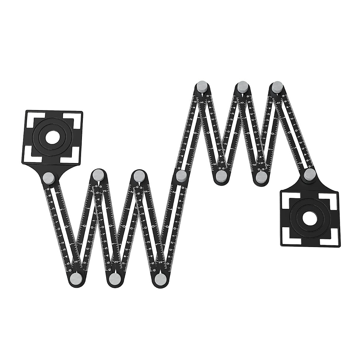 GT ESSENTIALS 2-Pack Multi Angle Measuring Ruler & Drill Hole Locator | Two 6-Sided Combinable to 12-Sided Tool with Adjustable Tile Punch Locators for Precision Woodworking, Tilework, & Construction