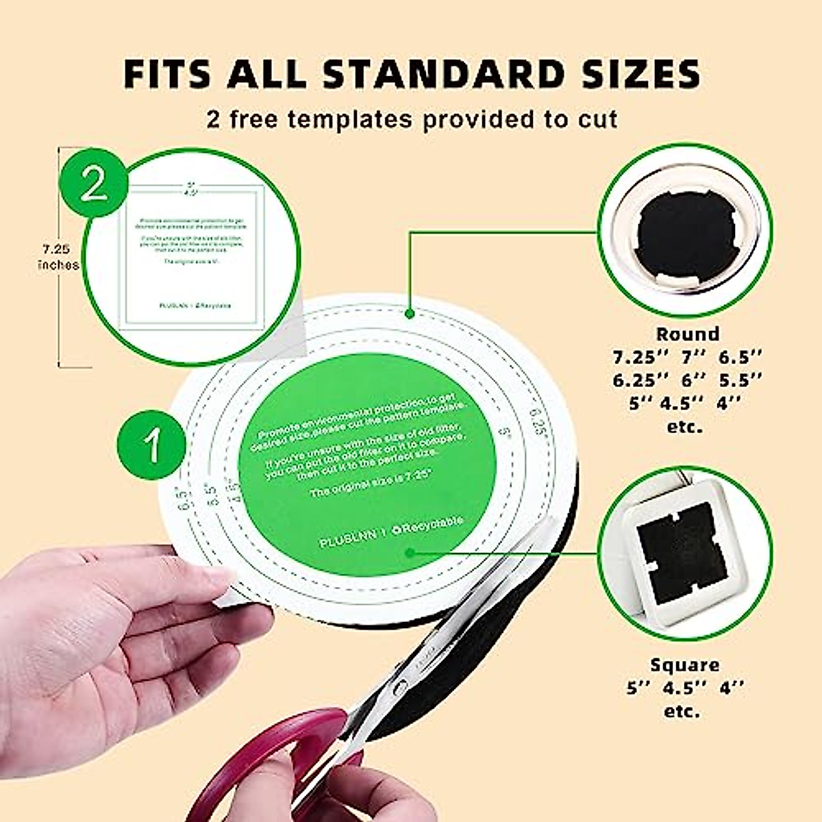 7.25inch Charcoal Filters for Compost Bucket, 12 Pack Compost Bin Filters Charcoal, Premium & Extra Thick Compost Filters for Countertop Bin, Activated Charcoal Filter, Carbon Filter Sheet