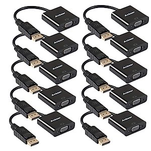 Anbear DisplayPort to VGA Adapter, Display Port to VGA Converter Gold Plated (Male to Female) for DisplayPort Enabled Desktops and Laptops to VGA Converter Connect Displays… (10Pack, DP)