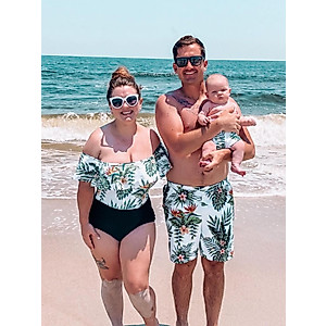 IFFEI Mommy and Me Swimsuits One Piece Monokini Bathing Suits Floral Printed Family Matching Swimwear Women: M