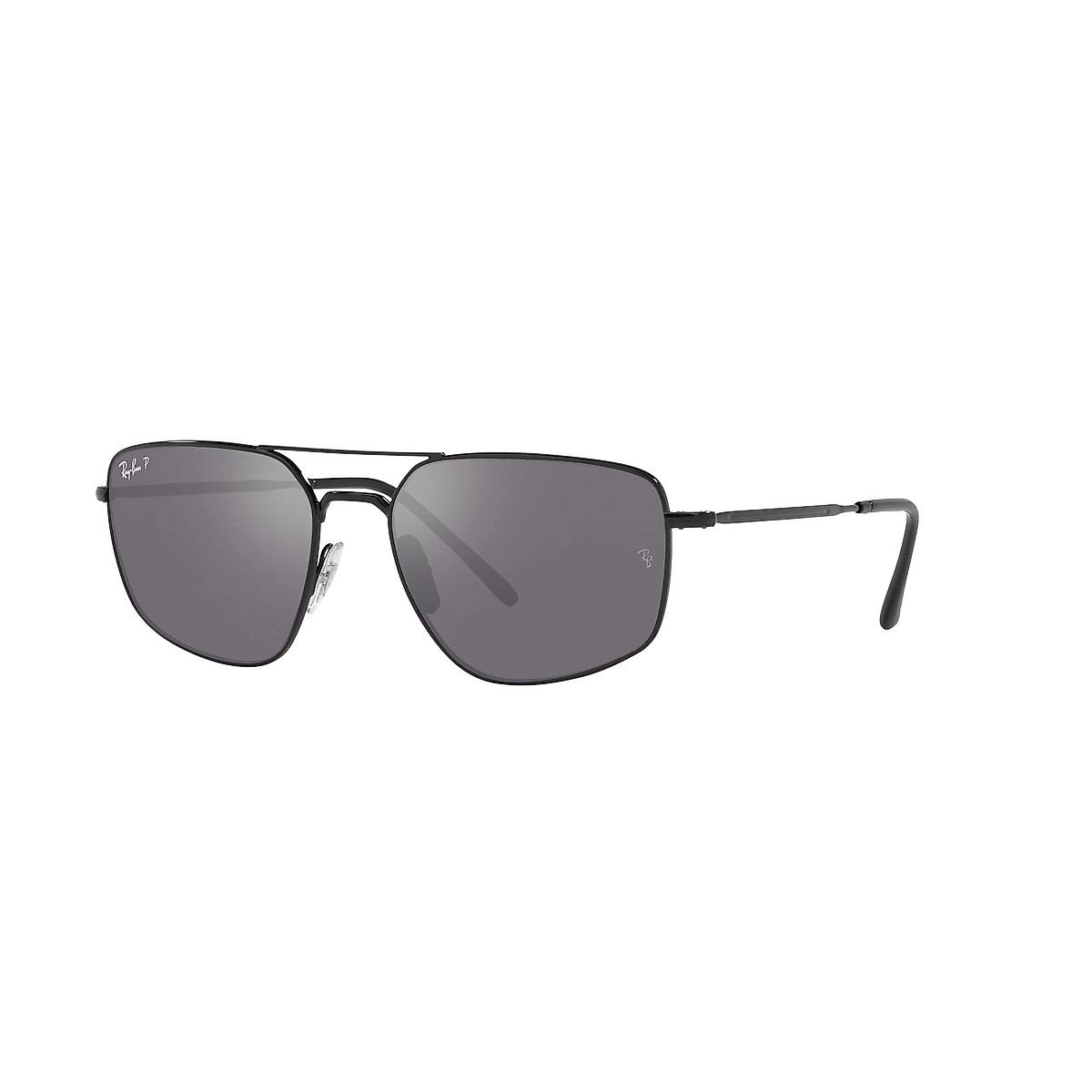 Ray-Ban Rb3666 Rectangular Sunglasses, Black/Grey Mirrored Gradient Polarized, 56 mm