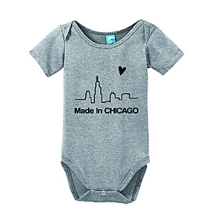Made in Chicago Printed Baby Romper Gray 3-6 Month