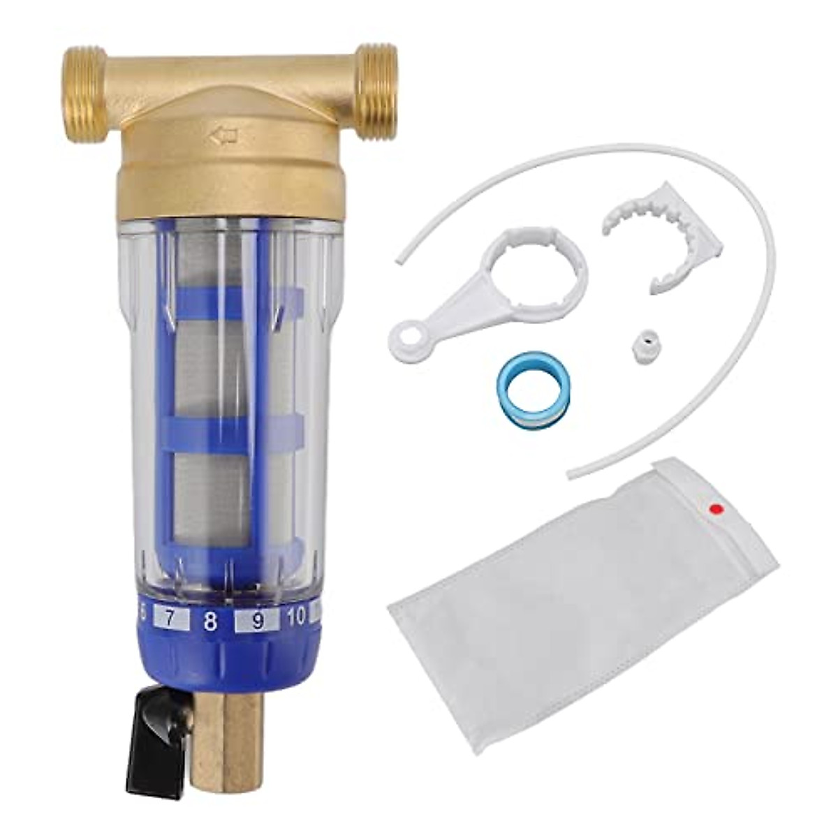 Atyhao Whole House Spin Down Sediment Water Filter,Refined Copper Head Spin Down Sediment Prefilter Spin Down Sediment Prefilter Kit
