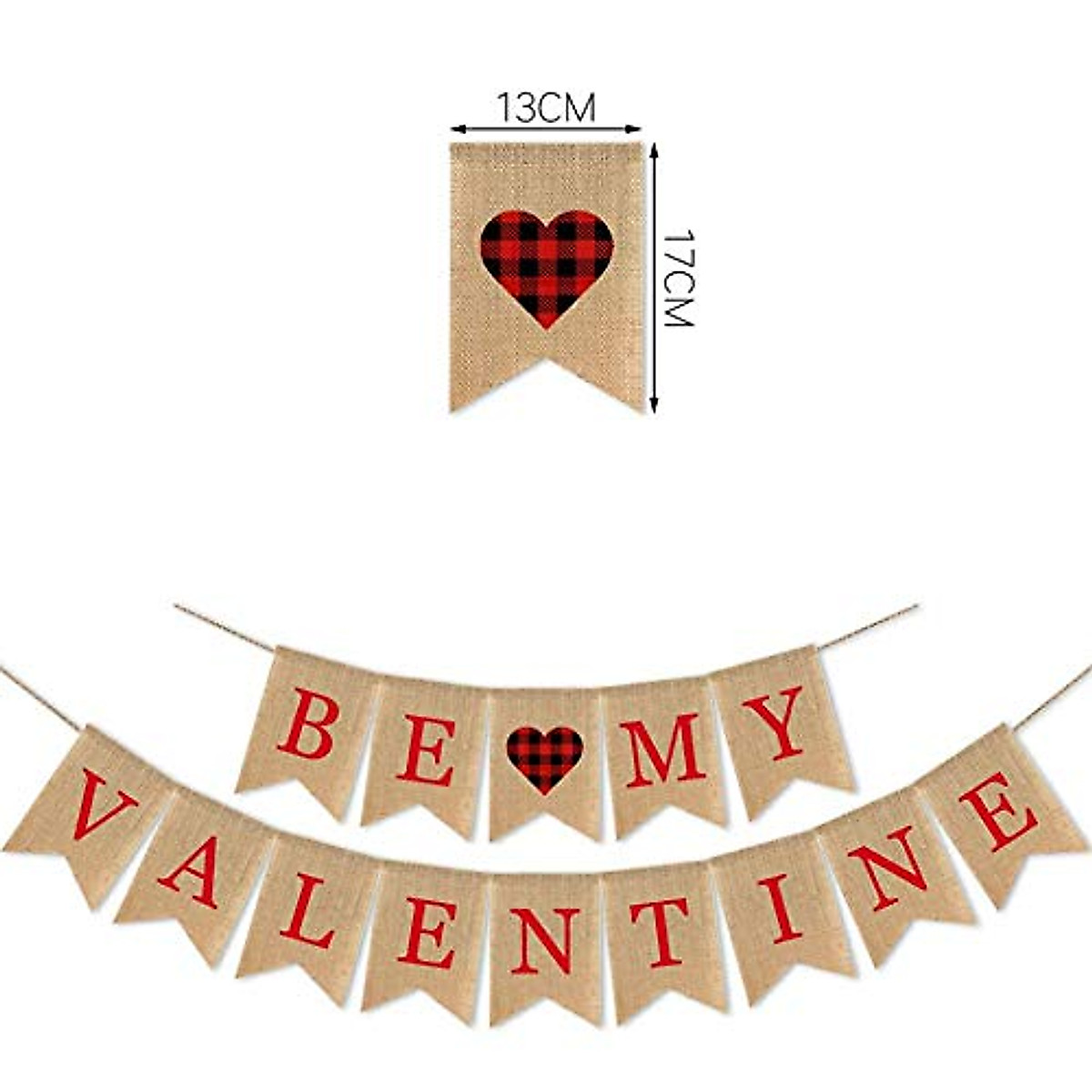 SWYOUN Burlap Be My Valentine Banner Happy Valentine's Day Party Supplies Garland Decoration