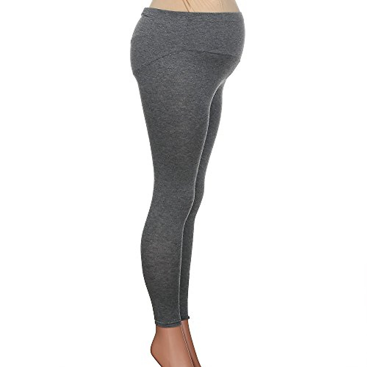 Women's Pregnant Pants Workout Active Stretchy Pants Capri Maternity Leggings Over The Belly Maternity Trousers (Dark Gray, L)