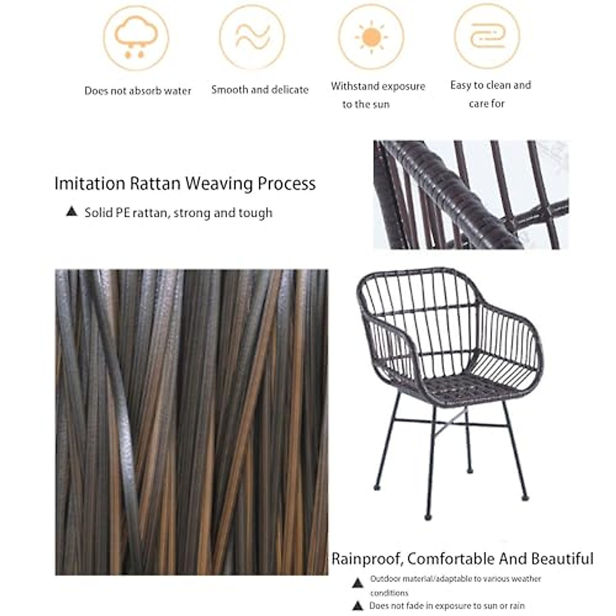 HASWEX Outdoor Patio Rocking Chair Indoor Rattan Rocker Chair, Padded Cushion Rocker Recliner Chair Suitable for Front Porch Living Room Terrace Garden Courtyard