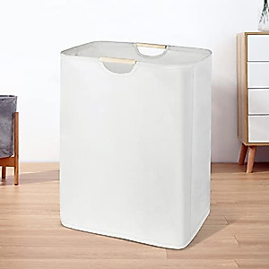 NONAKO 56L Large Laundry Baskets - Collapsible Clothes Hamper with Waterproof Lining, Durable Linen Laundry Bin for Bedroom, Laundry Room, Closet, Bathroom, Laundry Bag Stands Up Well